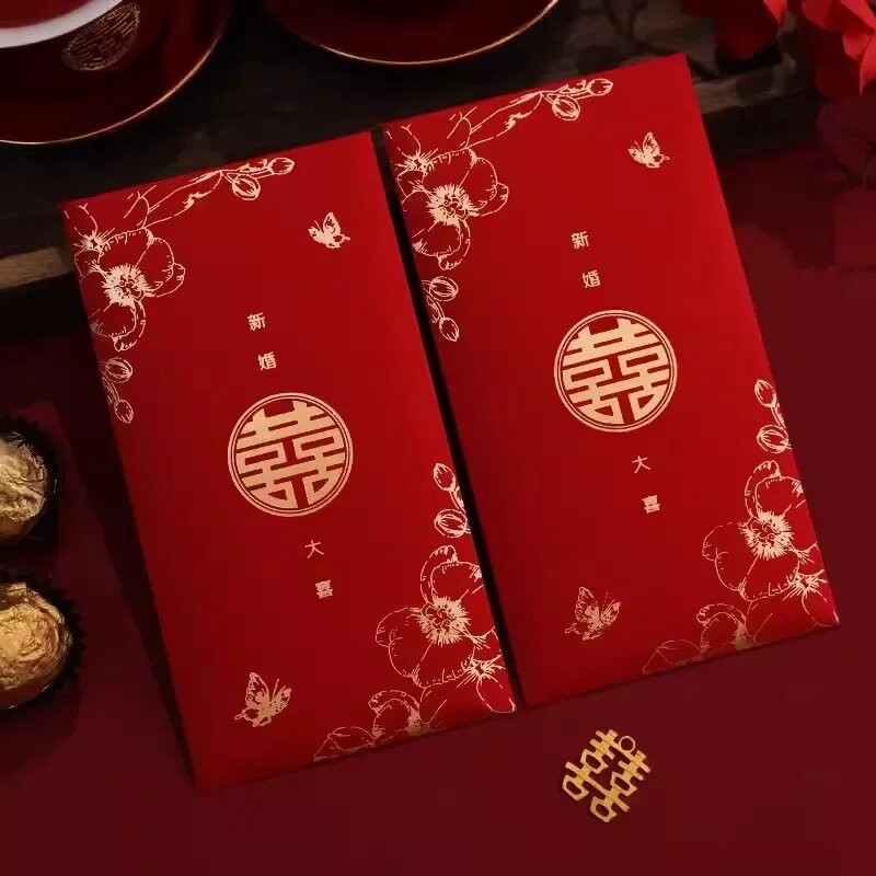 Красные подарочные конверты 5 шт. red butterfly