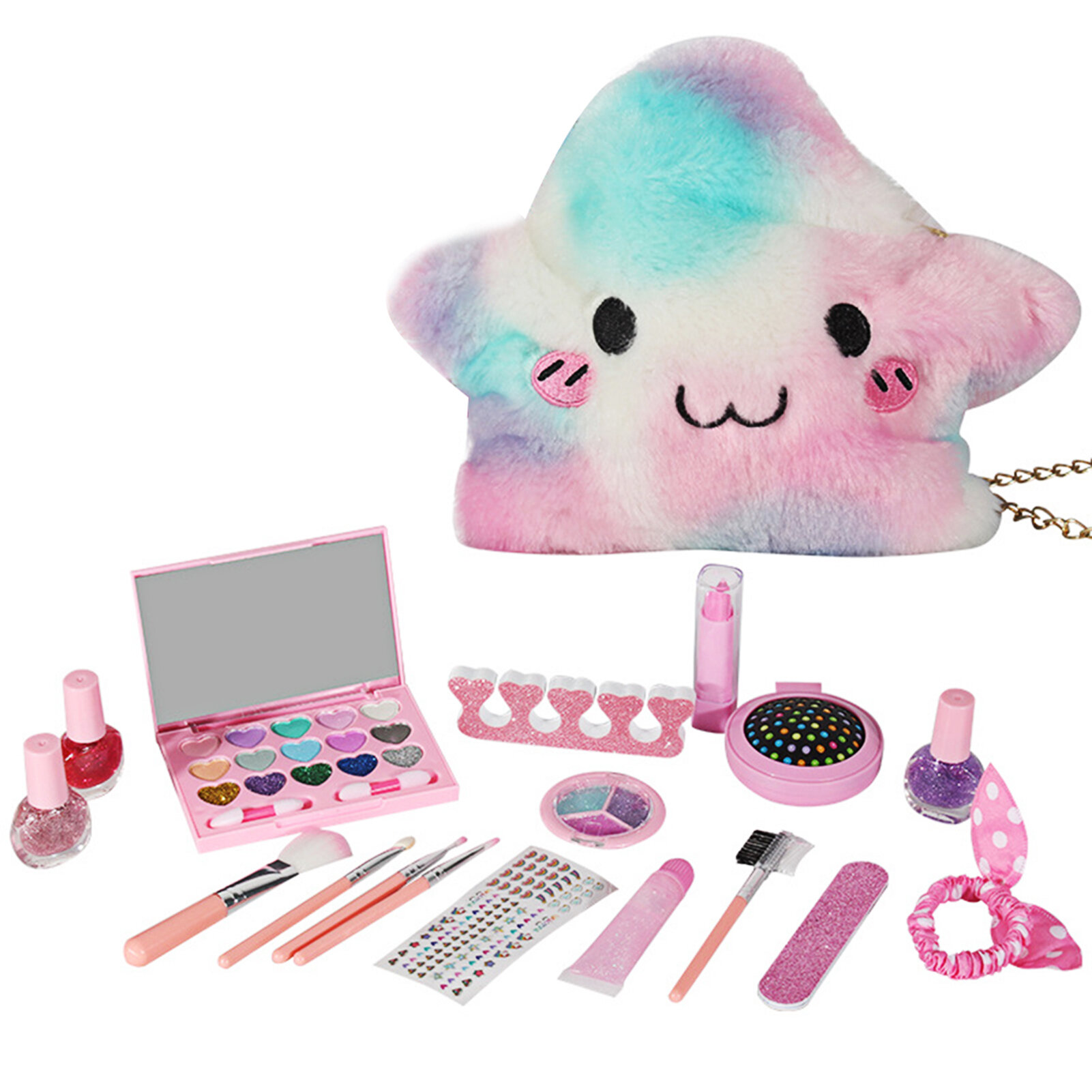 18 Пcs Набор для Макияжа Детский Для Девушек Смываемый Набор Макияжа Детский Набор Макияжа и Косметики Для Игры в Наставник с Косметическим Сумкой Вес Товара 380г/13.4oz Размер Упаковки 24*8*5см/9.4*3.1*2.0дюйма Вес Упаковки 400г/14.1oz Включены 1