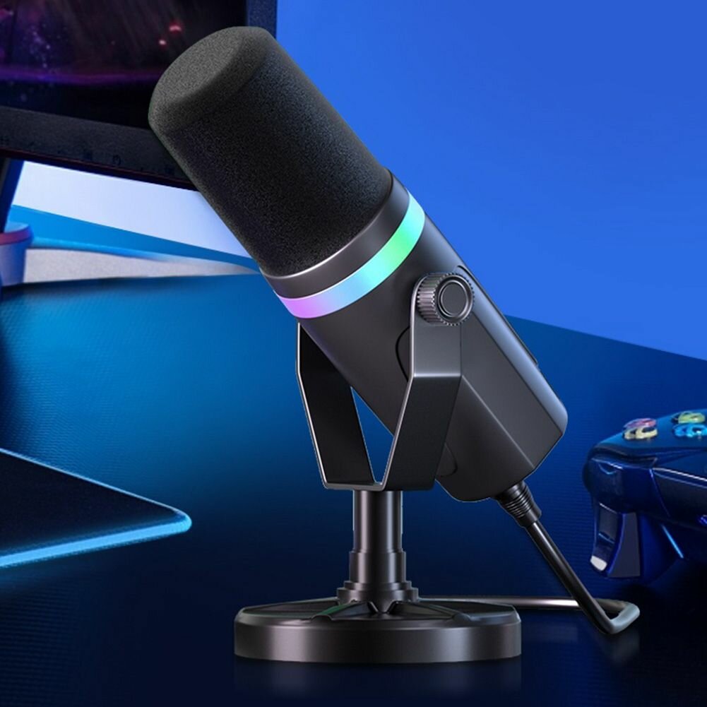 Микрофон динамический игровой для стриминга, кардиоидный, XLR/USB-C, для ПК и студии, S338, черный