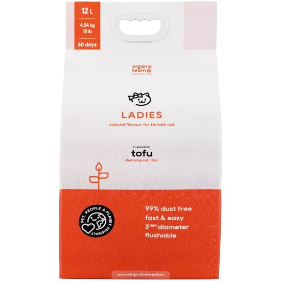 Наполнитель для кошачьих туалетов Organic Team Tofu Ladies комкующийся, для леди 12 л 4,5 кг
