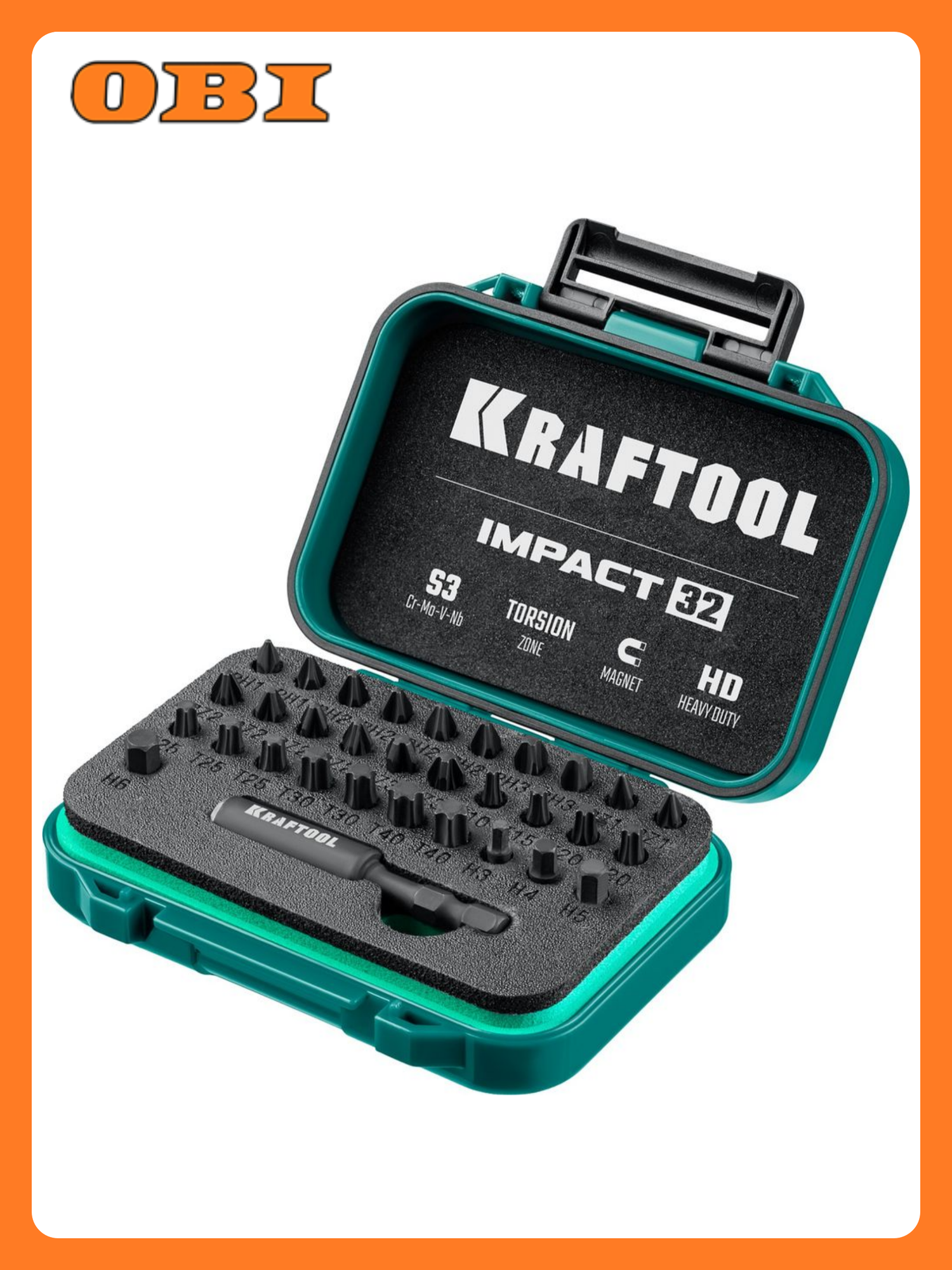 Набор бит KRAFTOOL ударных Torx 32 шт, для профессионалов и любителей