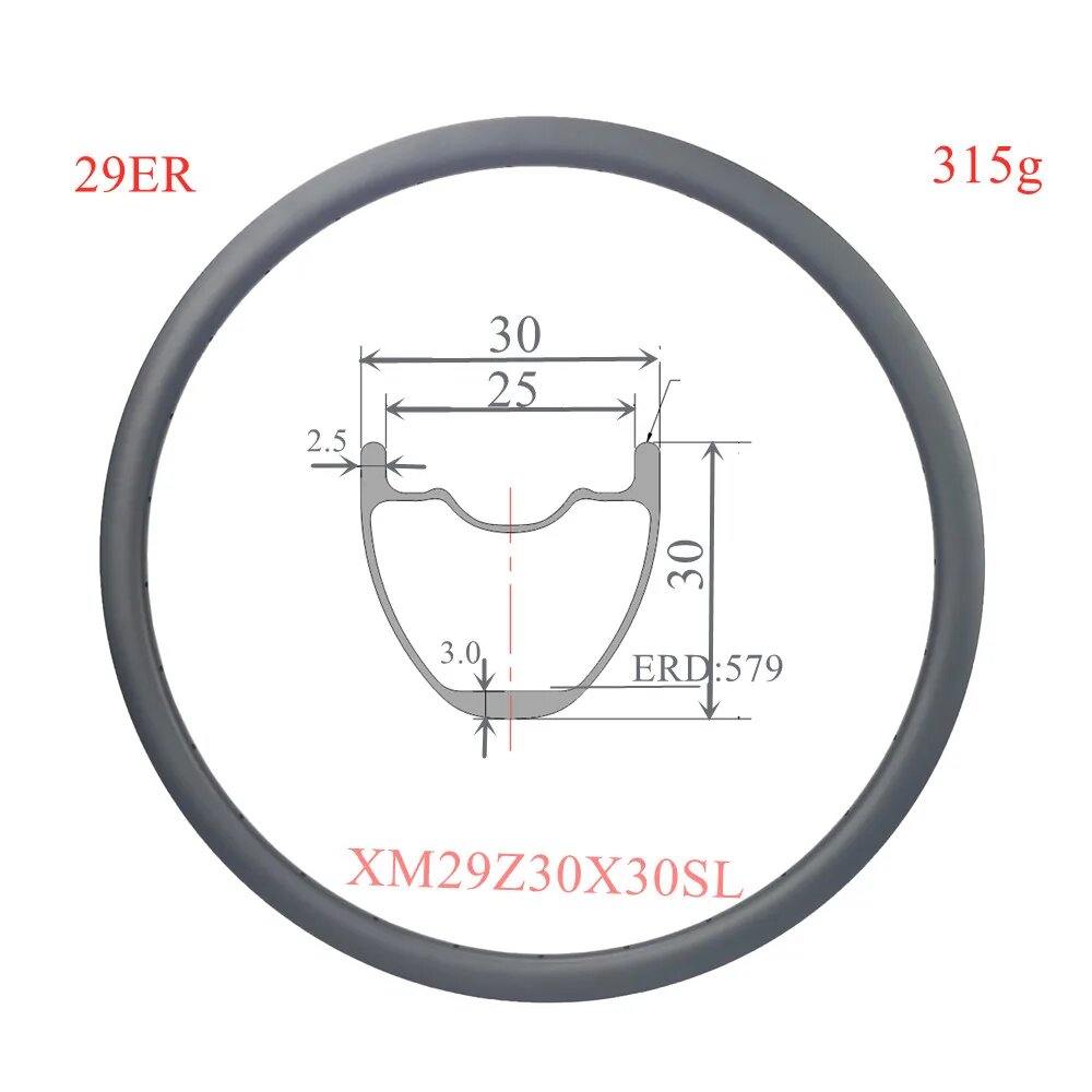 Обода XMCOMATE карбоновые MTB 29er 30x30A Matt 28H