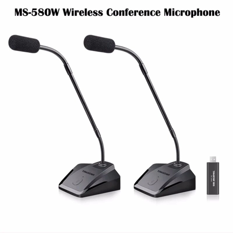 Takstar MS-580W двухканальный беспроводной конференц-микрофон, речевой USB, настольная однонаправленная капсула на гибкой стойке, передний адрес
