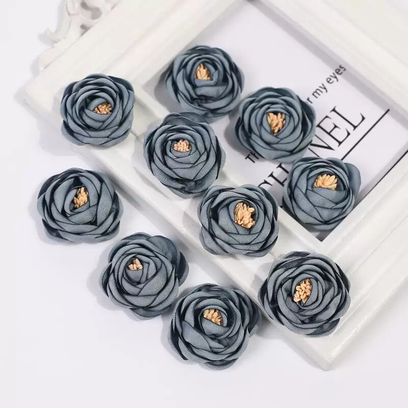 Искусственная головка розы 4 см, полуфабрикат из ткани, искусственный цветок, материал для рукоделия, украшение для