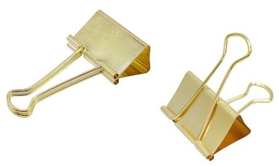 Зажимы для бумаг Brauberg EXTRA, комплект 12 шт, 32 мм, на 140 л, золотистые, европодвес