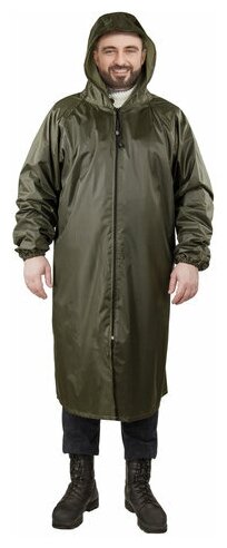 Дождевик-плащ цвета хаки на молнии многоразовый с ПВХ-покрытием, размер 56-58 (XXL), рост 170-176, грандмастер, 610848
