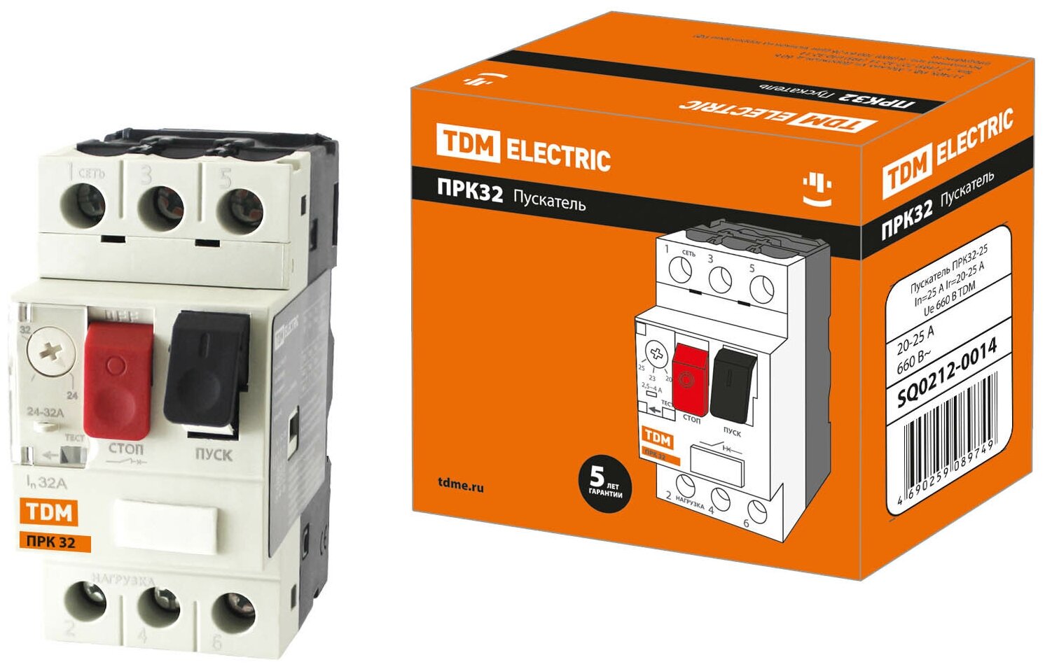 Пускатель ПРК32-25 In=25A Ir=20-25A Ue 660В TDM