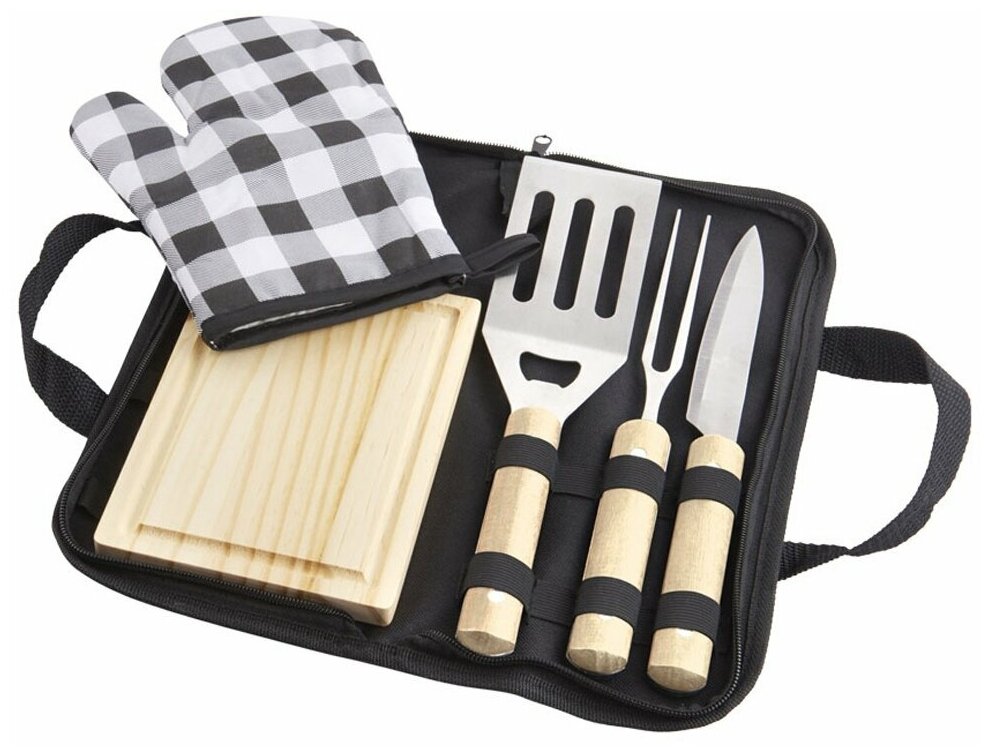 Набор для гриля Seasons из 5 инструментов - лопатка, щипцы, вилка, кисточка и чехол