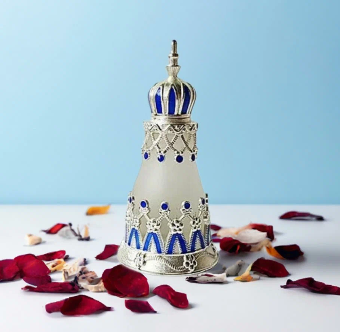 Флакон для масляных духов , объем 20мл, высота 10см, стекло, металл