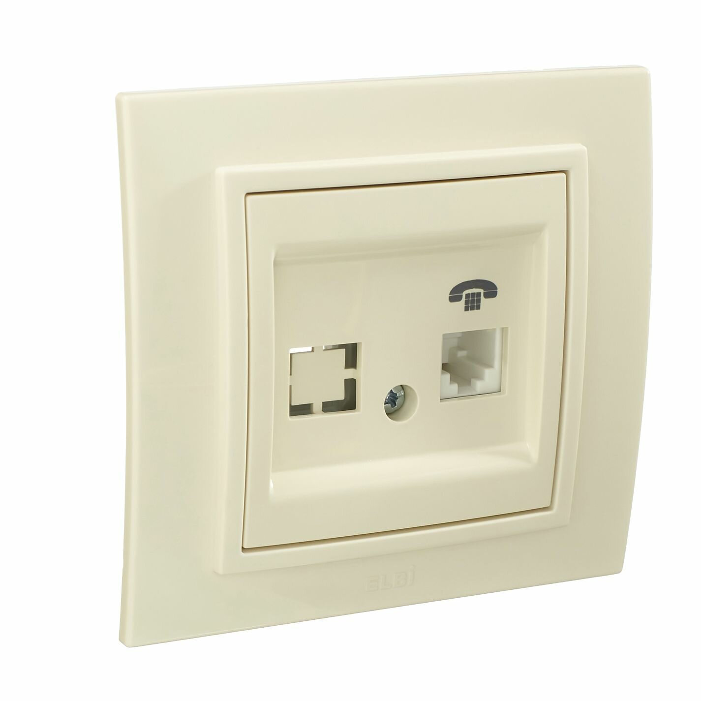 Телефонная розетка EL-BI Zena Vega Natural RJ11 c рамкой крем 500-010300-221