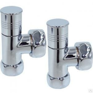 Вентиль для полотенцесушителя угловой 1" x 3/4" круглый, хром, комплект 2 шт