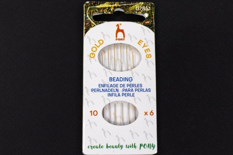 Иглы для бисера PONY 07851, размер 10, диаметр 0,46мм, длина 55,5мм, золотое ушко, сталь, 1034-144, 1уп (6шт)