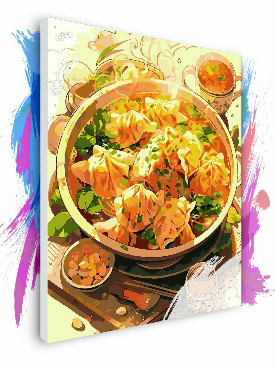 Картина по номерам на холсте Димсамы на говяжем бульоне, 40 х 50 см