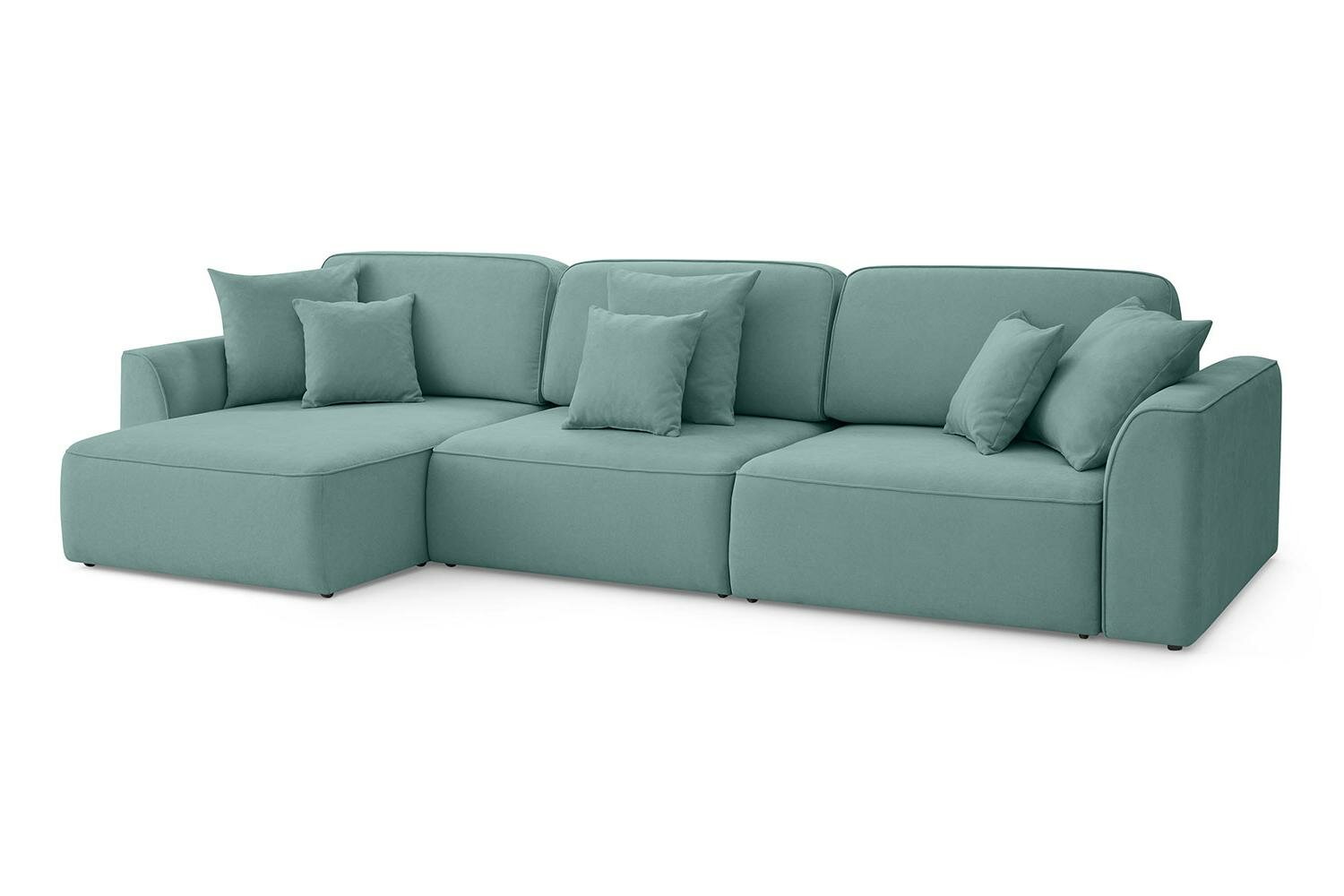 Угловой диван-кровать SOLANA Сиэтл, велюр, 351х86х170, с универсальным углом, цвет ментоловый