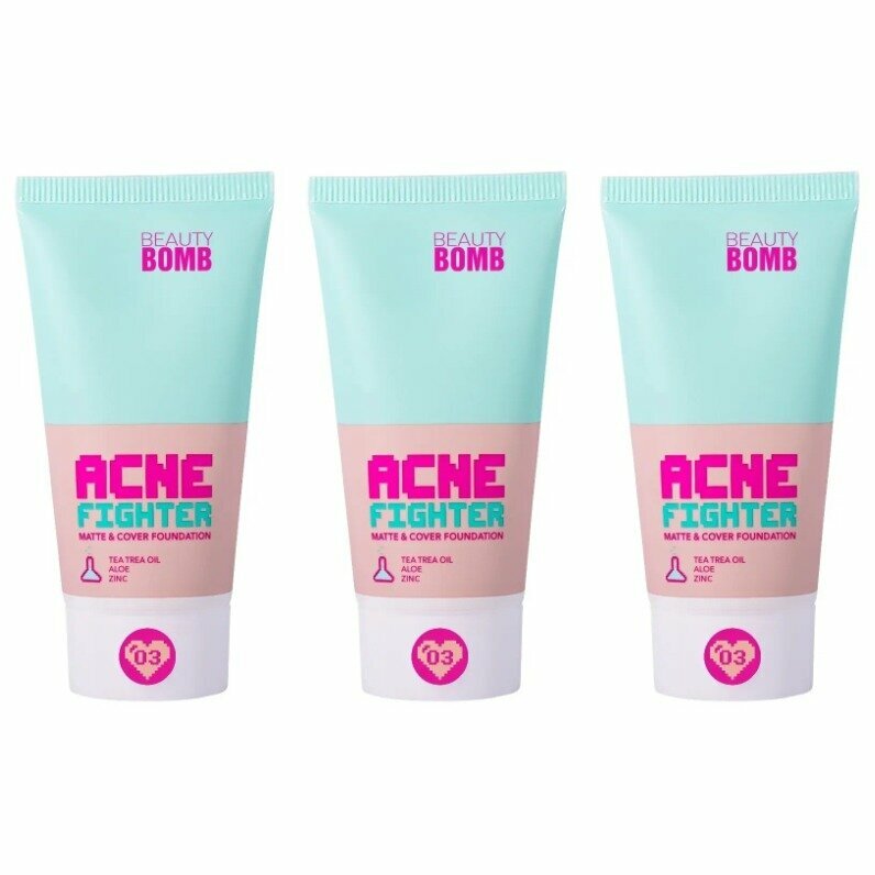 Крем тональный Beauty Bomb Acne Fighter тон 03 25 мл, 3 шт