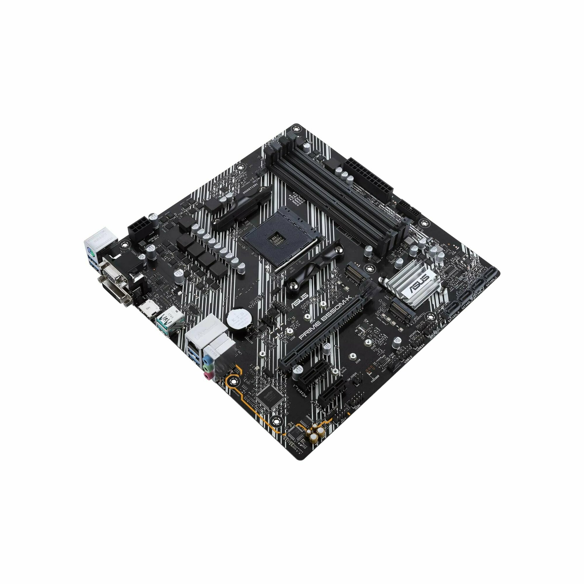 Материнская плата ASUS PRIME B550M-K, mATX, двухканальная память, 4x SATA 6Gb/s, 7,1 канал, RGB
