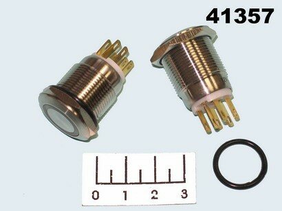 Кнопка LAS1-GQ-11E/R без фиксации антивандальная красная металл 12V (19мм) (круг) 6 контактов