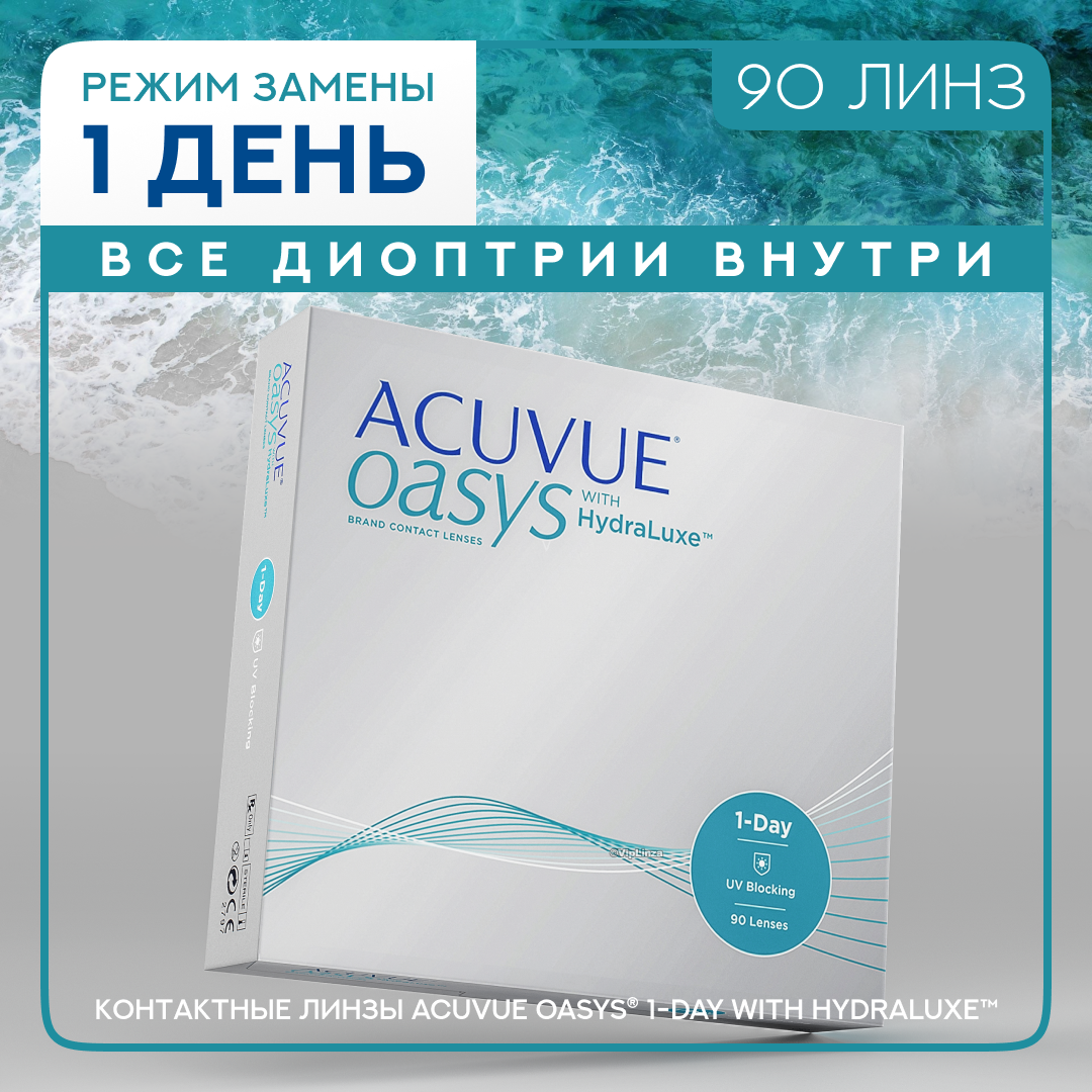 Контактные линзы Acuvue OASYS 1-Day with HydraLuxe, 90 шт, R 9, D -2,5