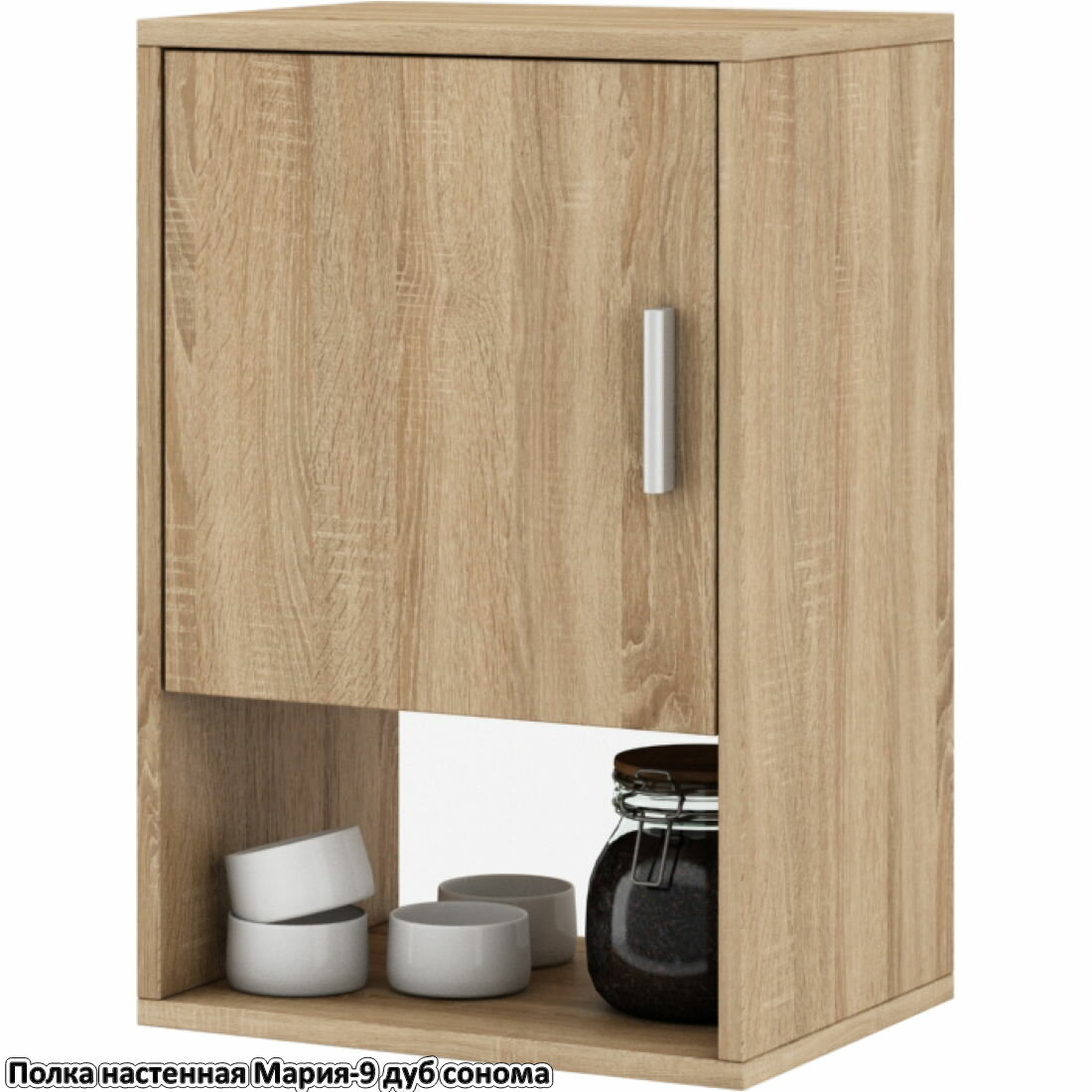 Полка настенная Мария-9 Дуб-сонома, ЛДСП, МФ Владимир VMF, 40х60х30 см.