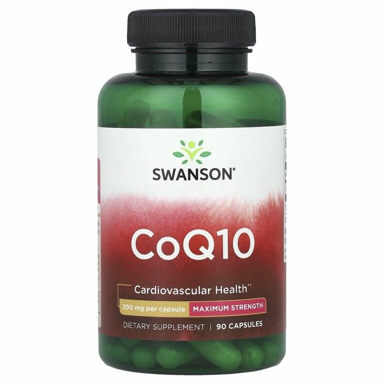 Антиоксидант Коэнзим Q10, Swanson CoQ10 Maximum Strength, 200мг 90 капсул