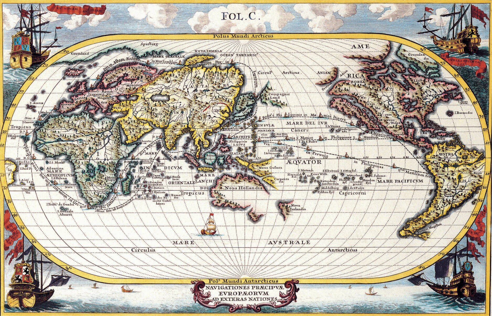 Старинная морская карта мира 1810 г размер 109-70 см