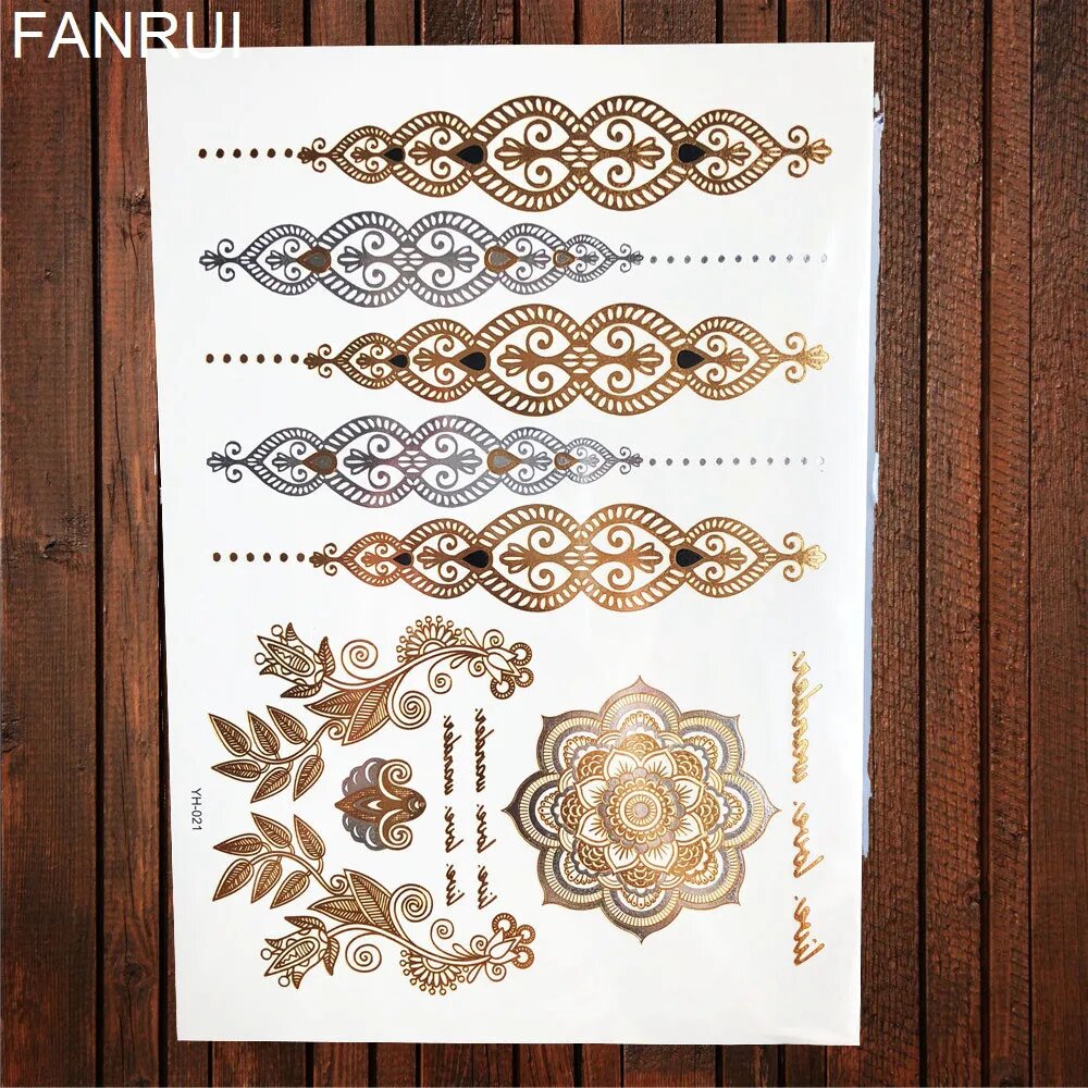 FANRUI Временная татуировка золотая бабочка AYH021