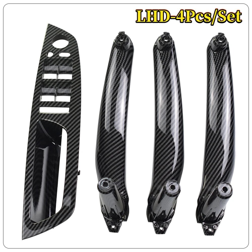 Для BMW E70 E71 E72 X5 X6 2007-2013 новый автомобильный левый правый подлокотник из углеродного волокна ручка внутренняя панель накладка крышка LHD-Carbon-4Pcs