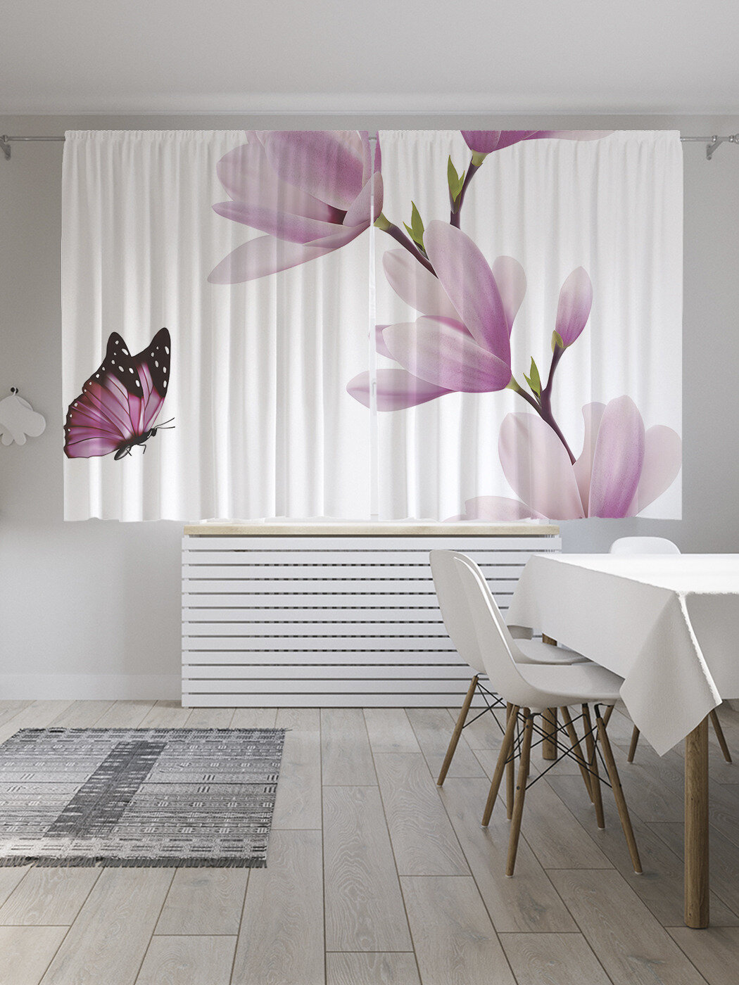 Фотошторы короткие "Одинокая орхидея", 2 полотна шириной по 145 см, высота 180 см, JoyArty