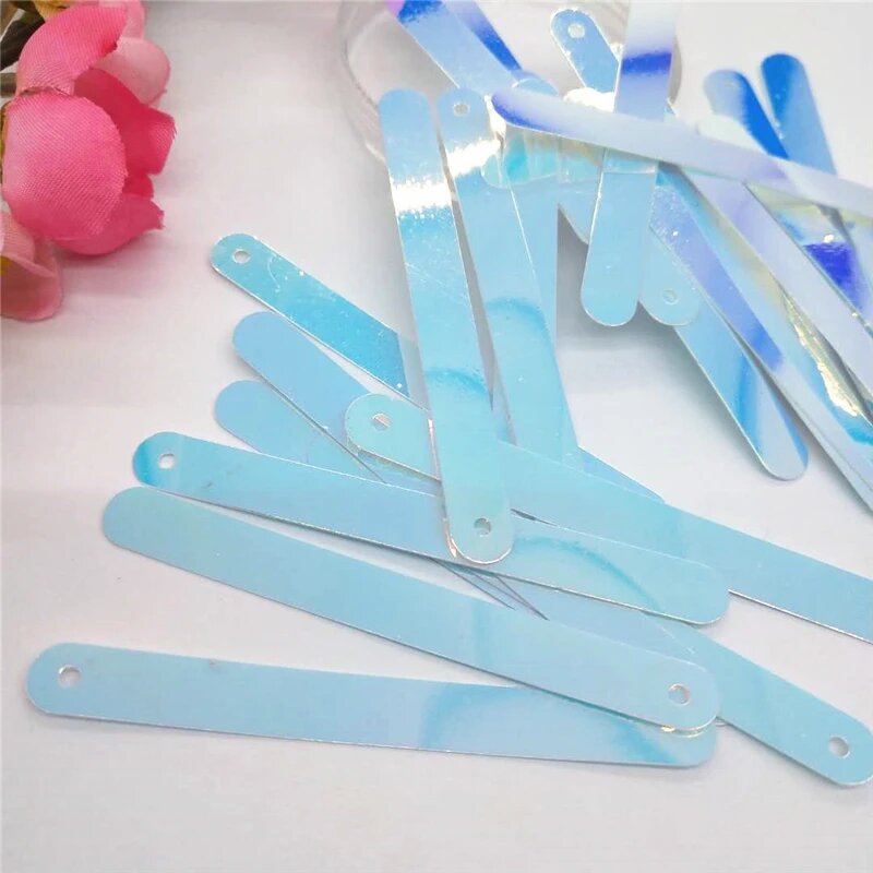 LNHOME 7*66 мм длинные пайетки для рукоделия одежда сумки аксессуары большие пайетки белые AB 100 шт./лот