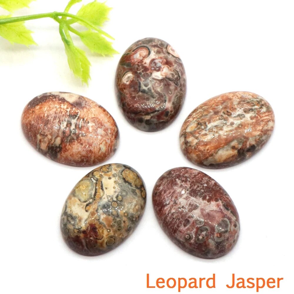 Овальные кабошоны из камня 18x25 мм 1pc, Leopard Jasper