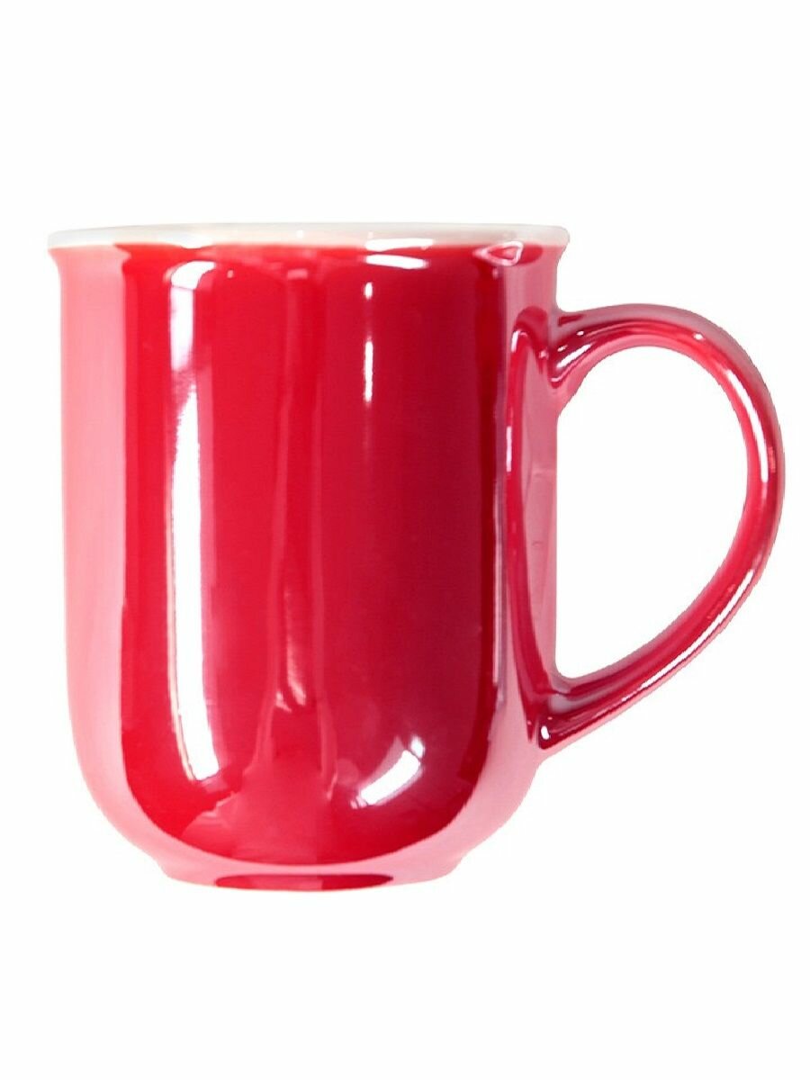 Кружка PERLA, красный с белым, 350мл, фарфор