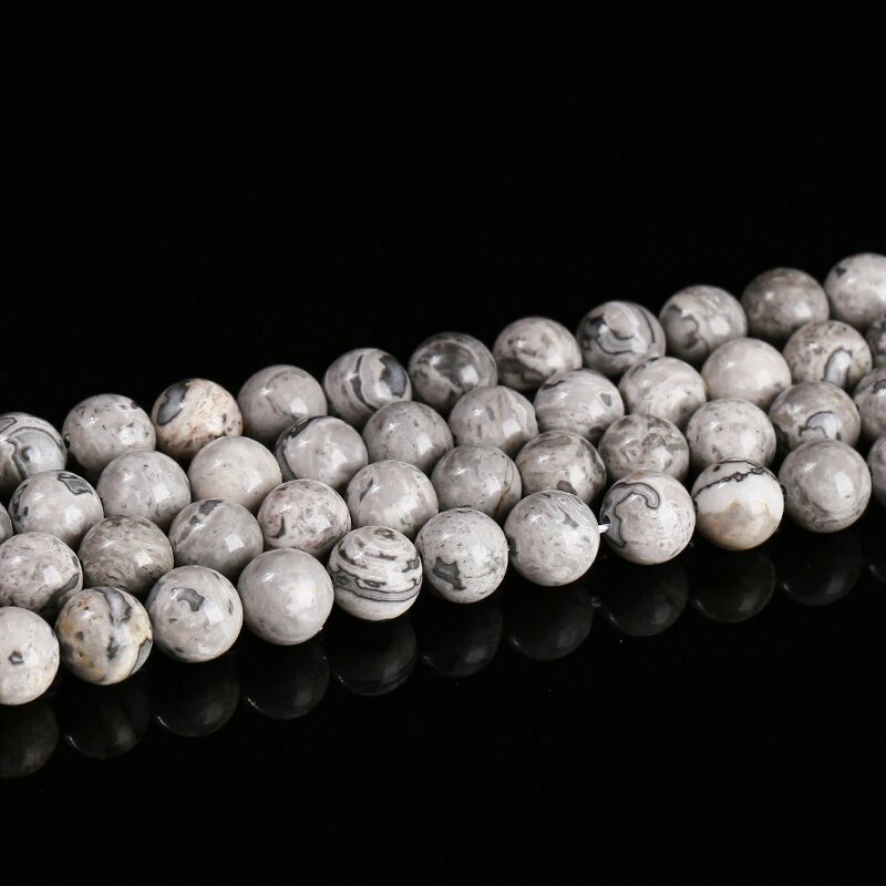 Бусины из серых камней Пикассо, яшма, круглые, 4-10 мм 4mm approx 90pcs