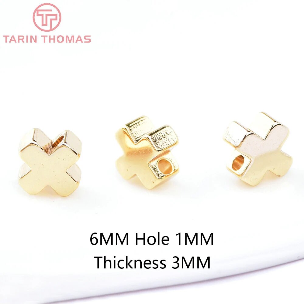 Позолоченные бусины TARIN THOMAS с крестом, 6557-style 2