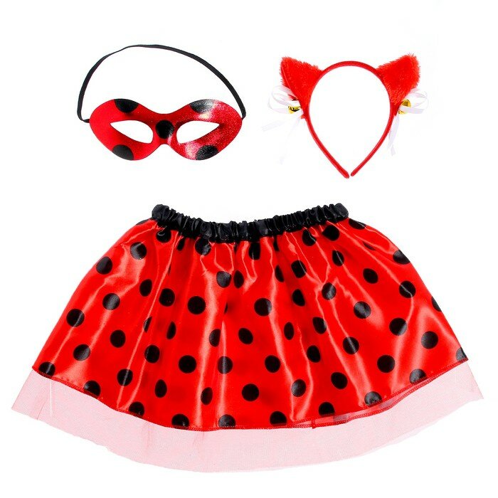 Карнавальные аксессуары КНР "Кошка", 3 предмета, юбка, маска, ободок