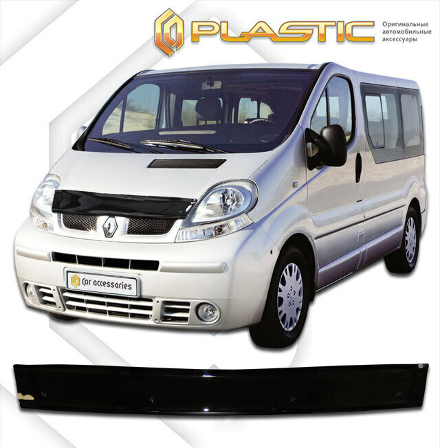 Дефлектор капота Renault Trafic 2001 Черный глянцевый СА Пластик