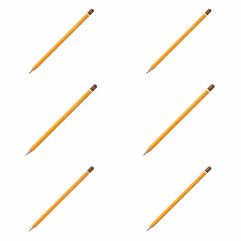 KOH-I-NOOR Карандаш чернографитный 1500, 2H, без ластика, 6 шт.