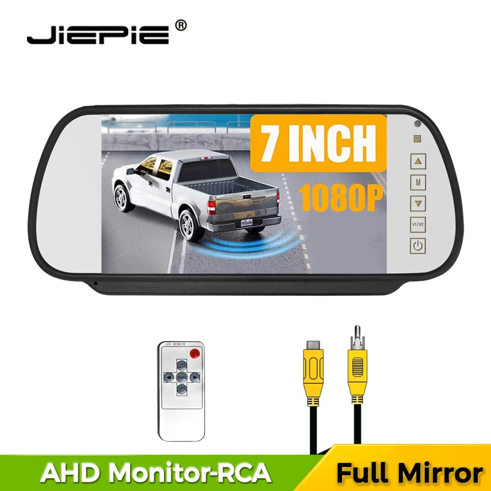Система заднего вида JIEPIE AHD с 7 дюймовым зеркалом заднего вида и камерой заднего AHD Monitor-RCA