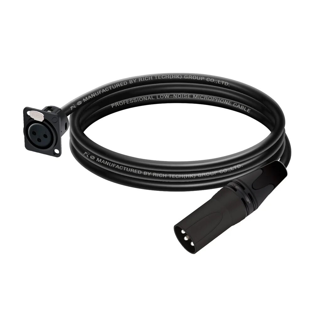 XLR кабель 10M, черный, F-BK to M-Black-BK