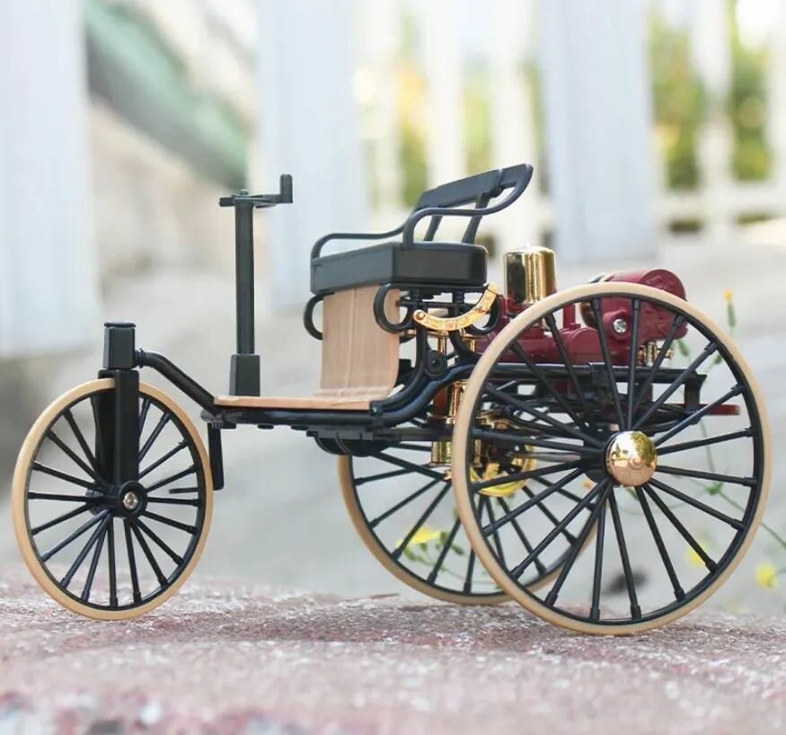 1/12 Трехколесный велосипед, модель из сплава, детская игрушечная машинка в стиле ретро-моделирования