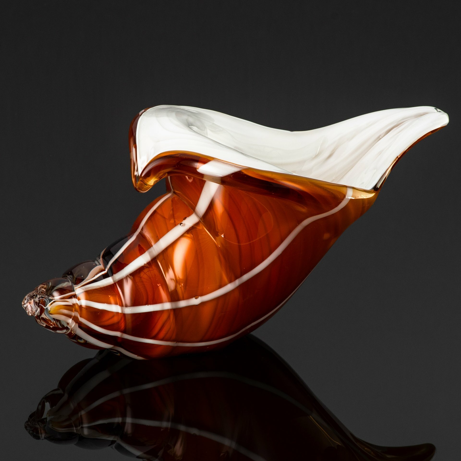 Ваза интерьерная "Ракушка", стекло, гутная техника, Муранское стекло, Италия