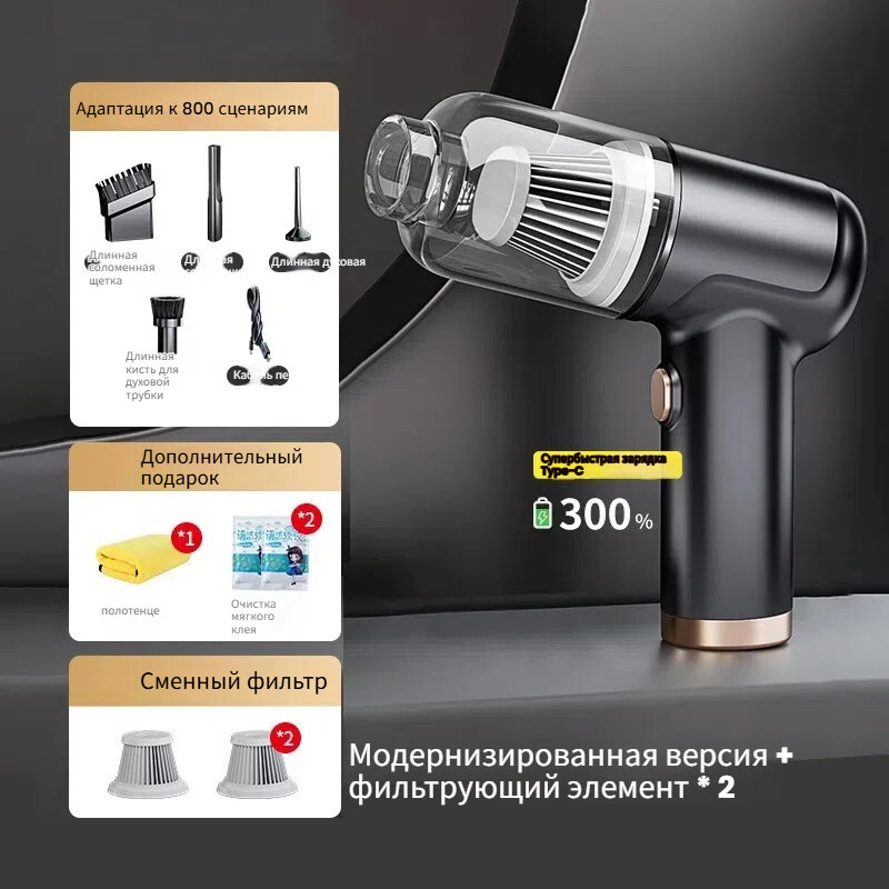 Беспроводный пылесос для авто. ручной, перезарядный, портативный, мини - размерный