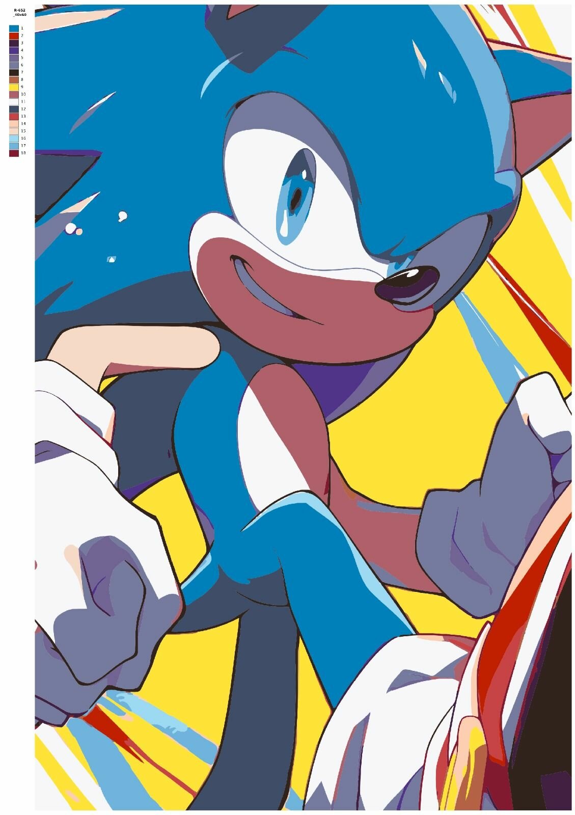 Картина по номерам R-652 "Персонаж видеоигр, фильмов и комиксов Sonic (Соник)" 40x60 см