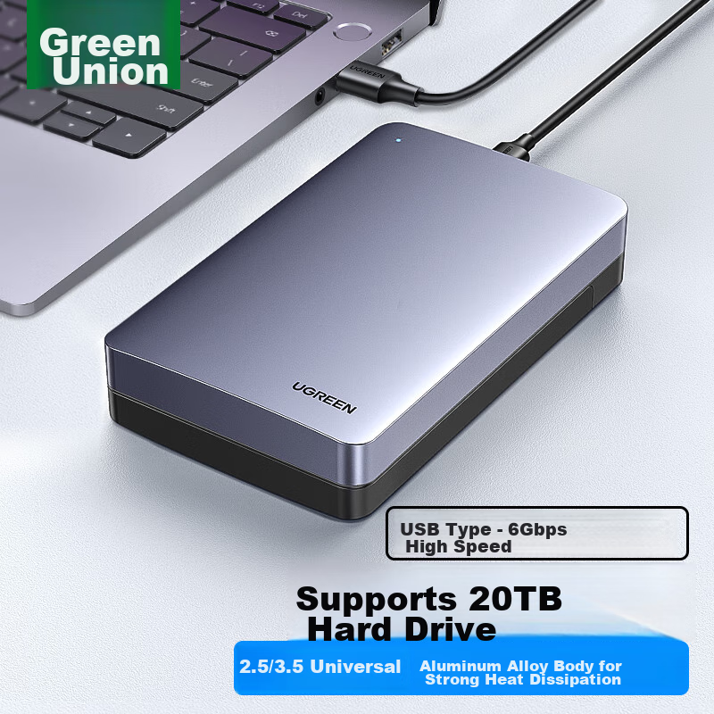 Lulian USB3.1 External Hard Drive Enclosure, 2.5/3.5 Inch, Compatible with Computer And Laptop, SATA Interface, for SSD And Mechanical Hard Drives [6Gbps]