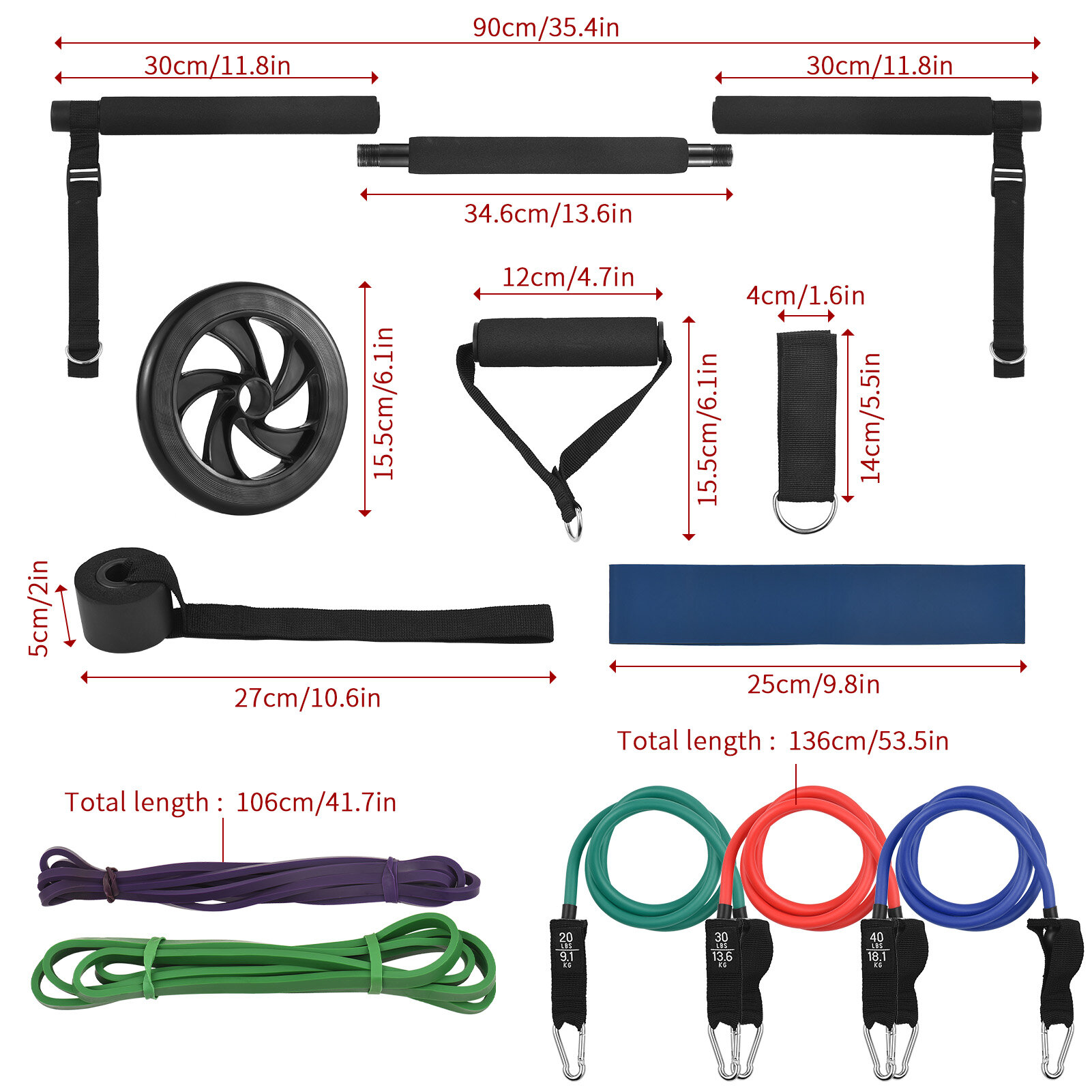 180-фунтовый набор лент многофункциональный пилатес бар комплект оборудование для тренировки всего тела инструмент для упражнений бар