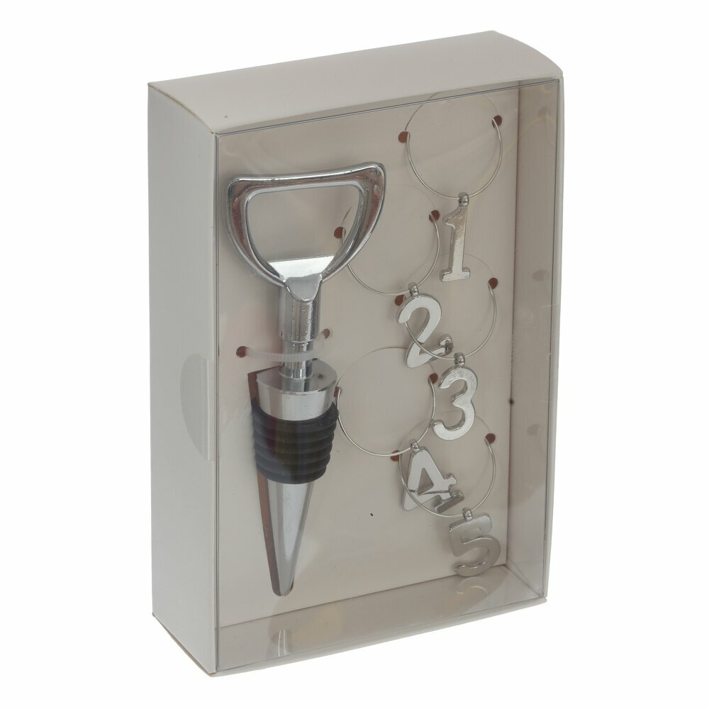 Набор: пробка для бутылки и декор для бокалов, 9х3,5х14 см KSM-818034