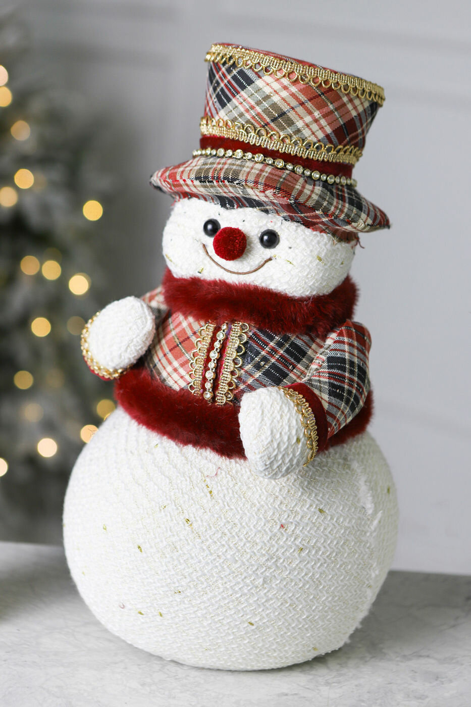 Декоративная фигура снеговик бёрб, текстиль, 38 см, Винтер Деко (Winter Deco) 1135200