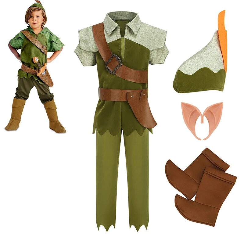 2024, косплей для мальчиков на Хэллоуин, костюм Питера Пэна, Рождество, детский день рождения, очаровательные наряды, детский комплект одежды