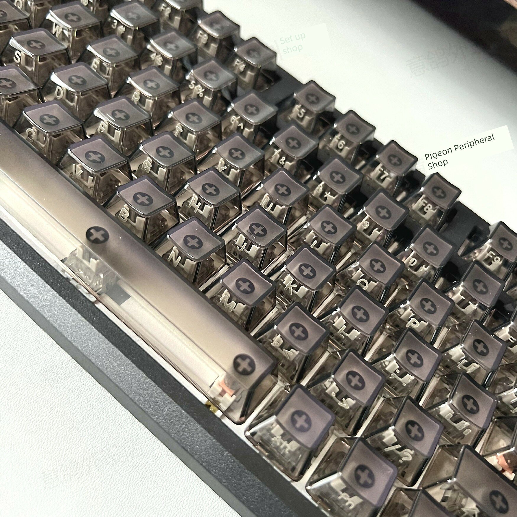 Черно-белые двухцветные прозрачные кейкапы для ПК с боковой печатью, OEM, высокая совместимость с Wooting ATKmade68,