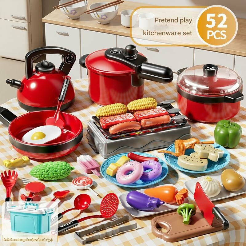 Игрушка Кухня: 52 Предмета Из Прочного Пластика Для Детей От 3 Лет Набор Кухонный Детский - Развитие Воображения И Мелкой Моторики Игровая Еда For Девочек И Мальчиков