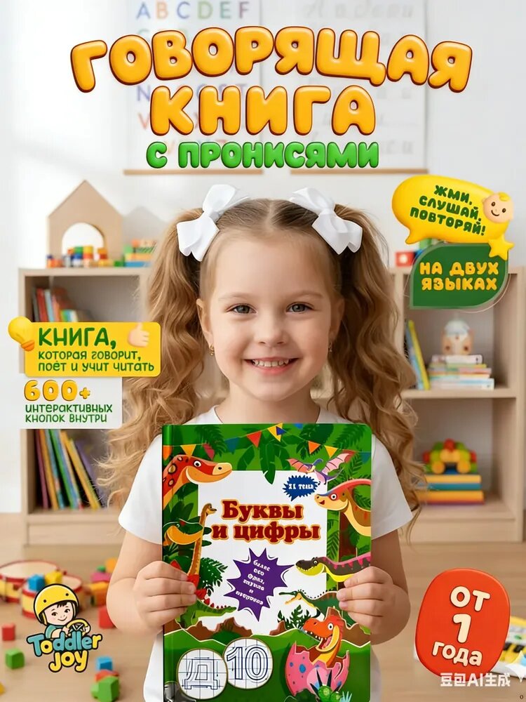 Тактильная книга для малышей Алфавит, цифры, животные, транспорт, птицы